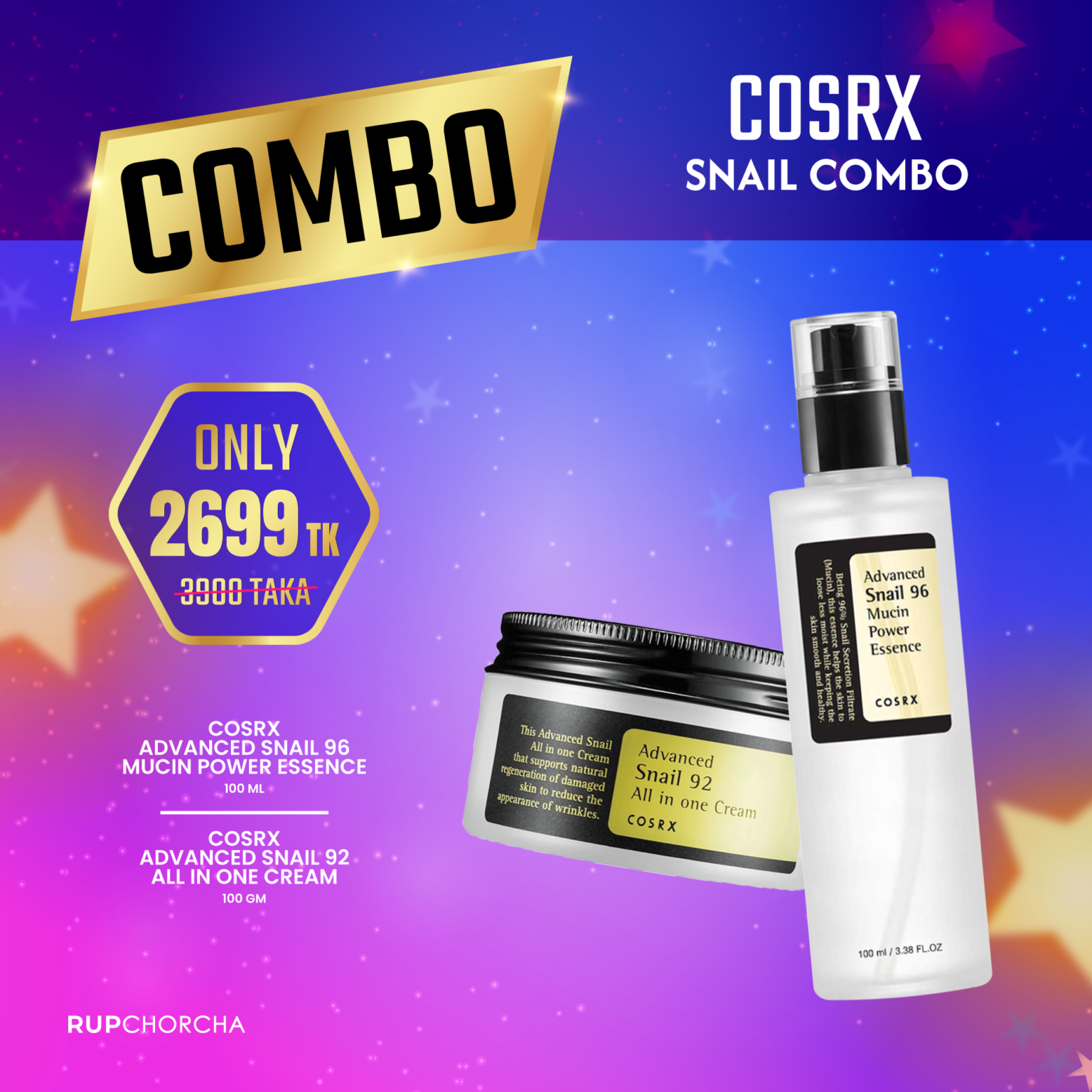 Cosrx Snail Combo ( Cosrx Advanced Snail 92 All In One Cream 100g ...